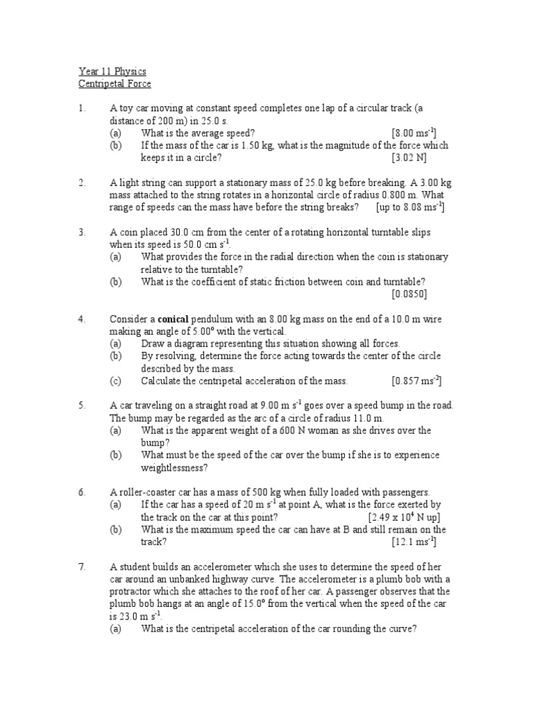 Year 11 Physics (Circular Motion) | PDF | Force | Mechanical Engineering