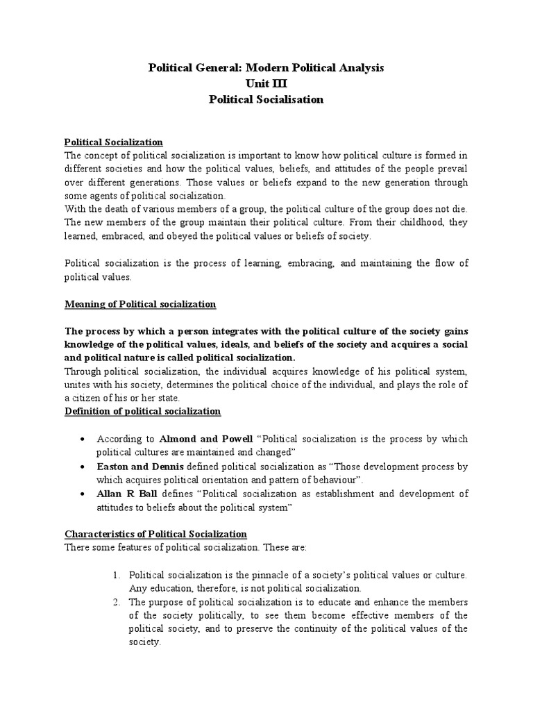 Political Socialisation | PDF | Socialization | Adolescence