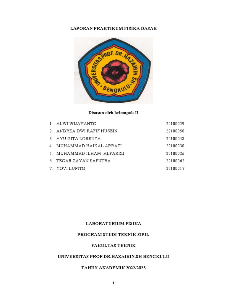 Cover Laporan Praktikum Fisika Dasar | PDF Cover Laporan Praktikum Fisika Dasar | PDF