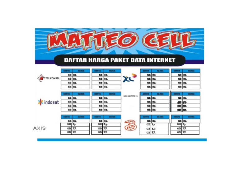 Data - 1050 - Contoh Daftar Harga Kuota 4 | PDF