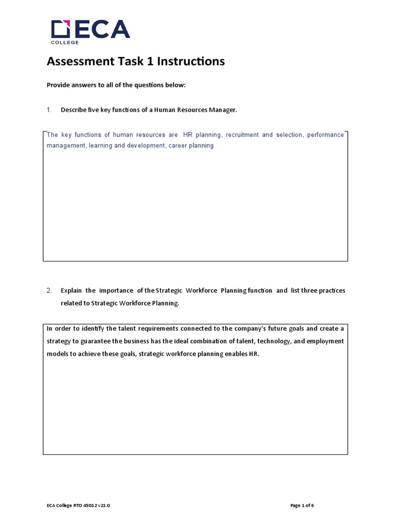 BSBHRM614 - Assessment Task 1 - Written Question Template | PDF | Human Resource Management ...