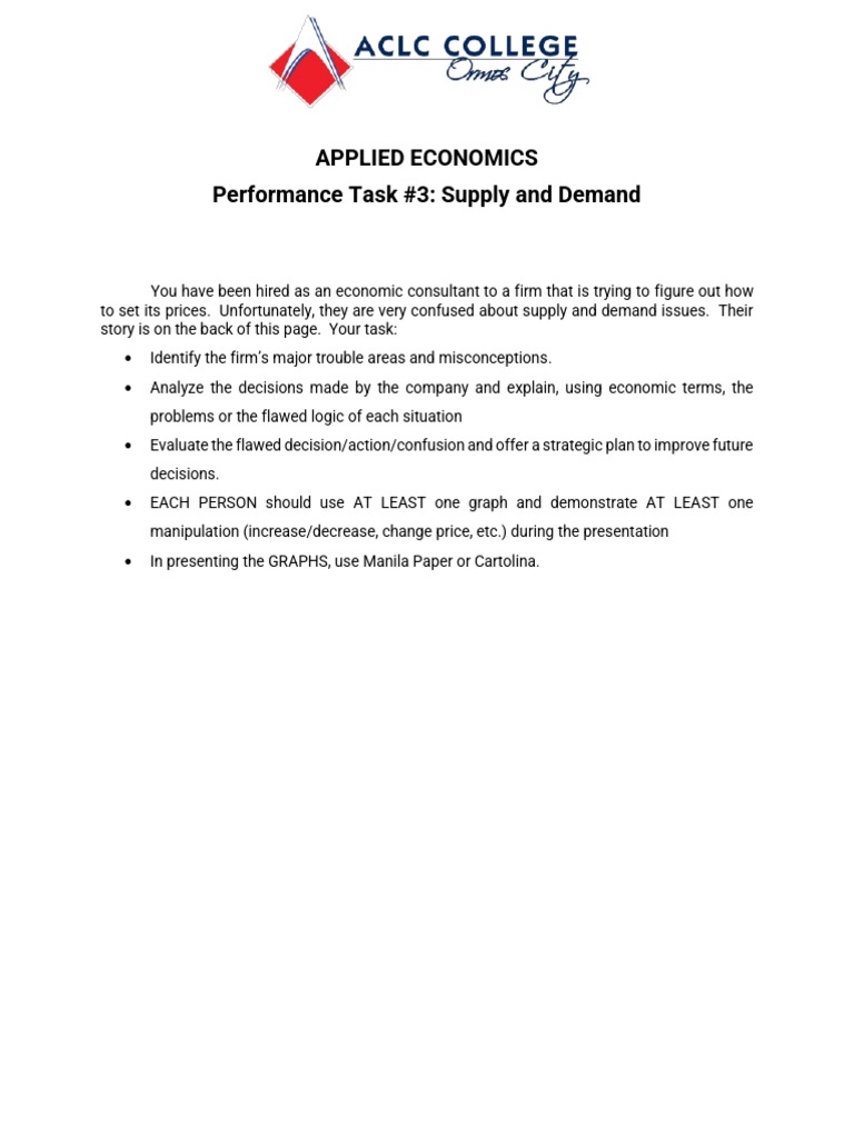 Applied Econ Performance Task 3 | PDF | Prices | Economics