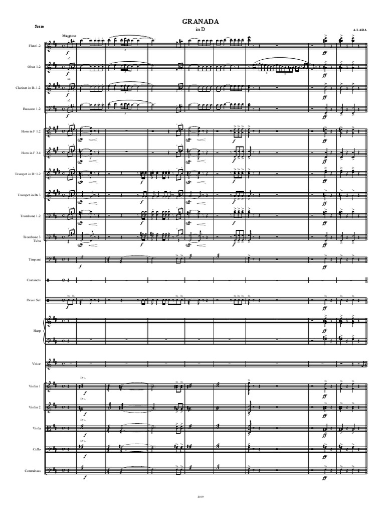 Granada in D (Orchestra Full) | PDF | Compositions | Orchestral Music