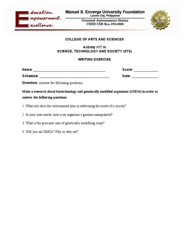 STS Activity-17 Writing-Exercise | PDF