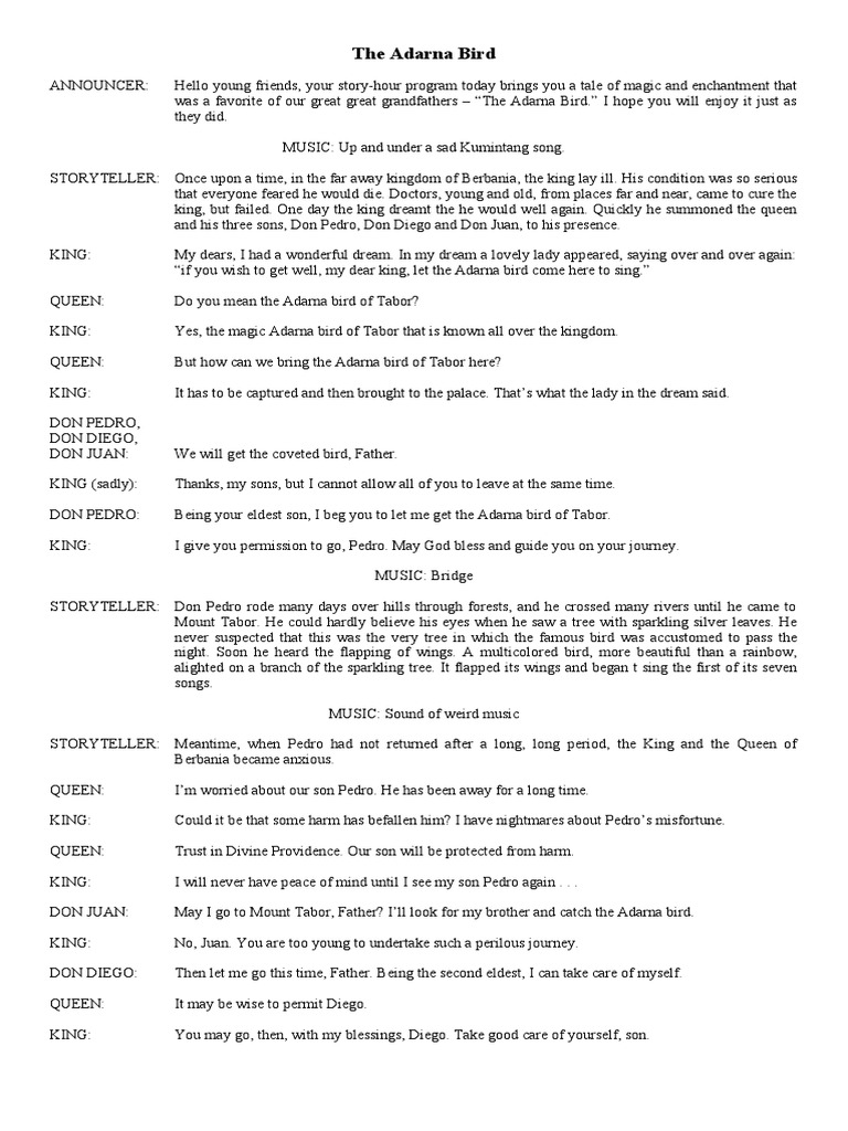 Dokumen - Tips - The Adarna Bird Script | PDF