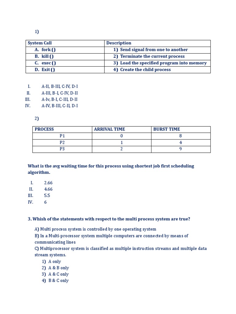 Cse316 Ca - I Set A | PDF | Scheduling (Computing) | Process (Computing)