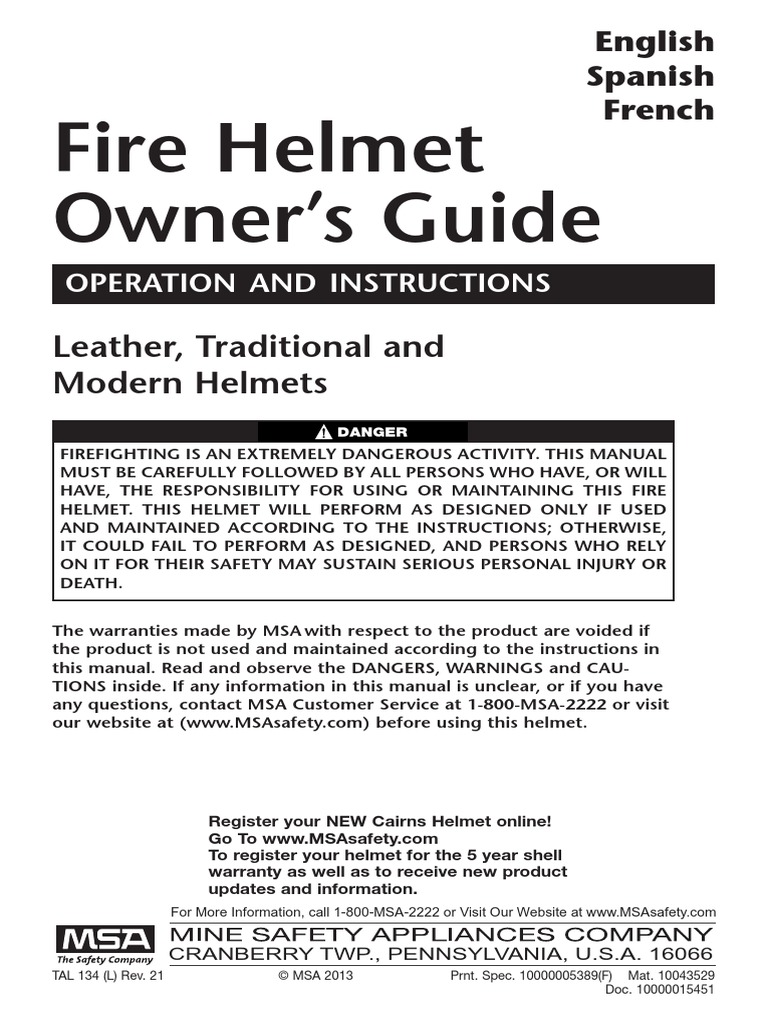 Cairns Fire Helmet Instruction Manual ENMX ESCA FR | PDF | Legal Remedy