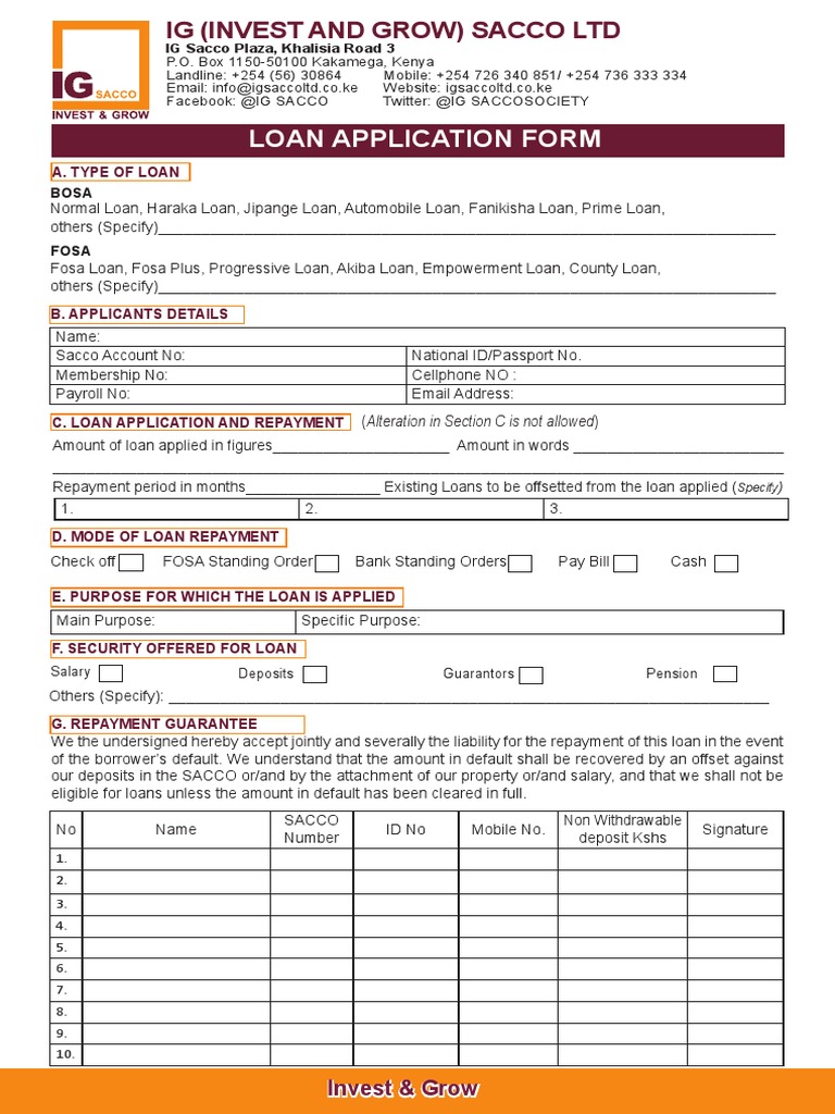 Ig Sacco Loan Form | PDF | Loans | Employment