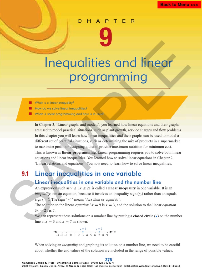 Inequalities and Linear Programming | PDF | Linear Programming | Equations Inequalities and Linear Programming | PDF | Linear Programming | Equations
