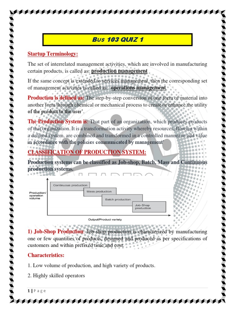 Bus 103 Quiz 1 | PDF