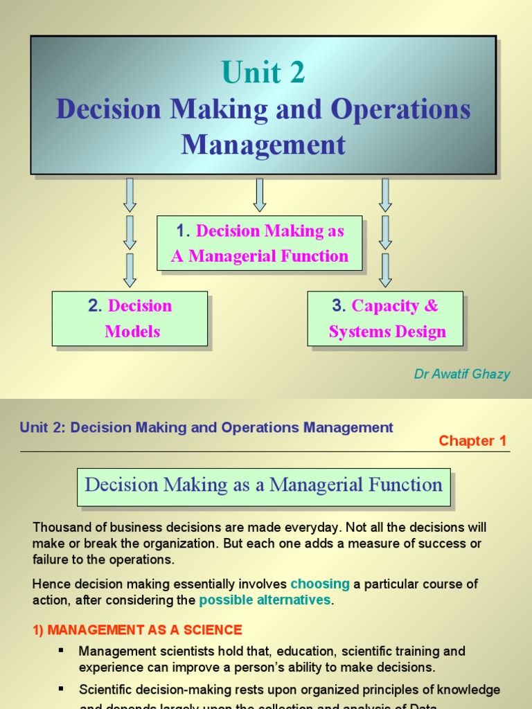 Decision Making and Operations Management: Unit 2 | PDF | Decision Making | Science