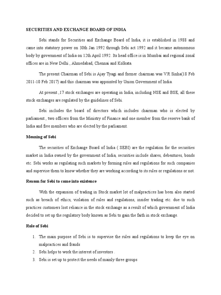 Securities and Exchange Board of India | PDF | Financial Markets | Private Sector