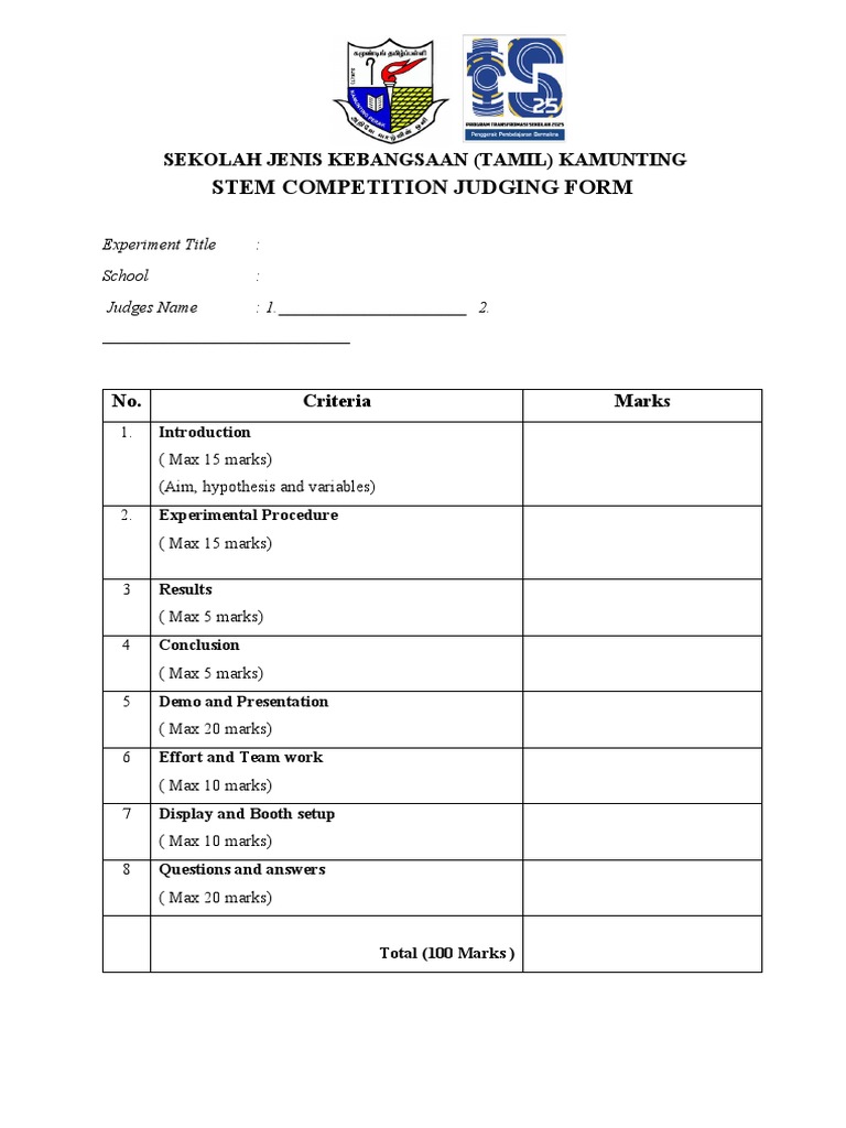Stem Competition Judging Form | PDF