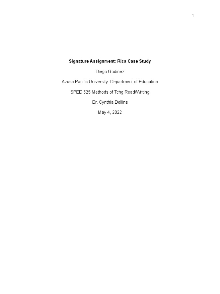 525 Signature Assignment 1 | PDF | Reading Comprehension | Cognitive ...