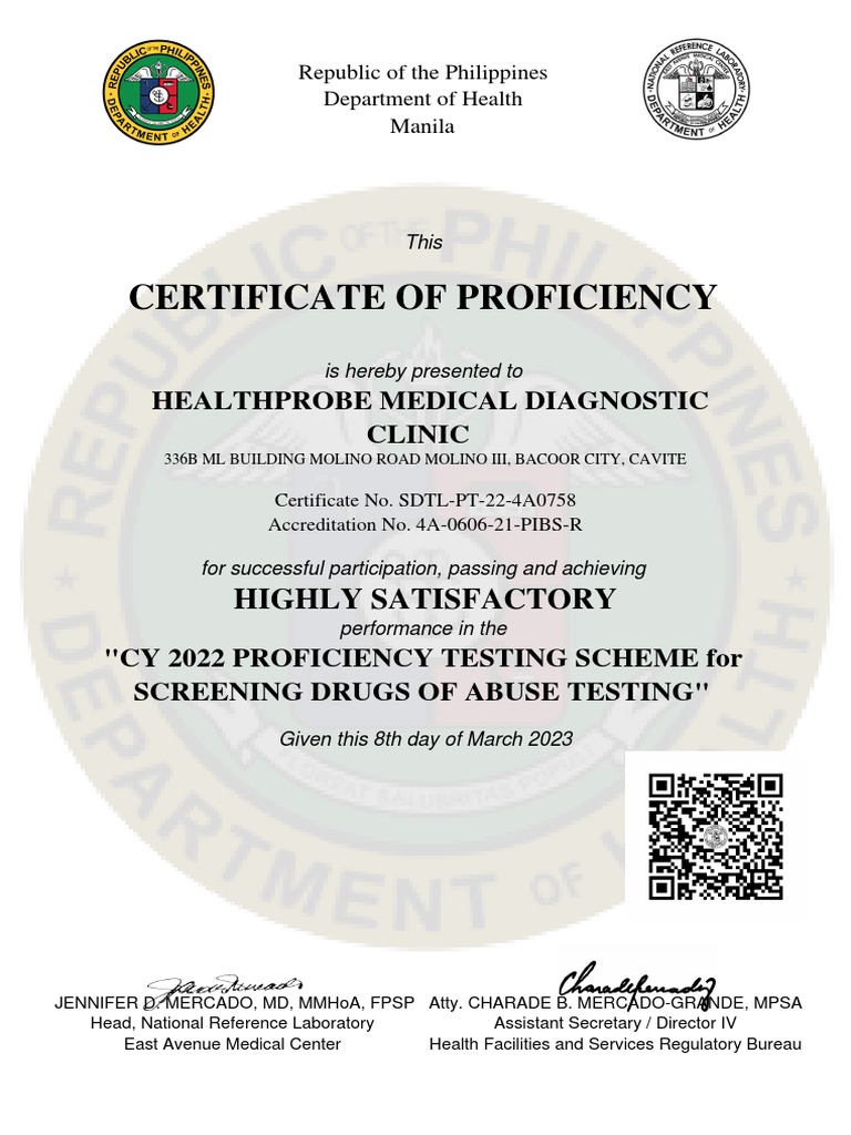 Certificate of Proficiency: Highly Satisfactory | PDF