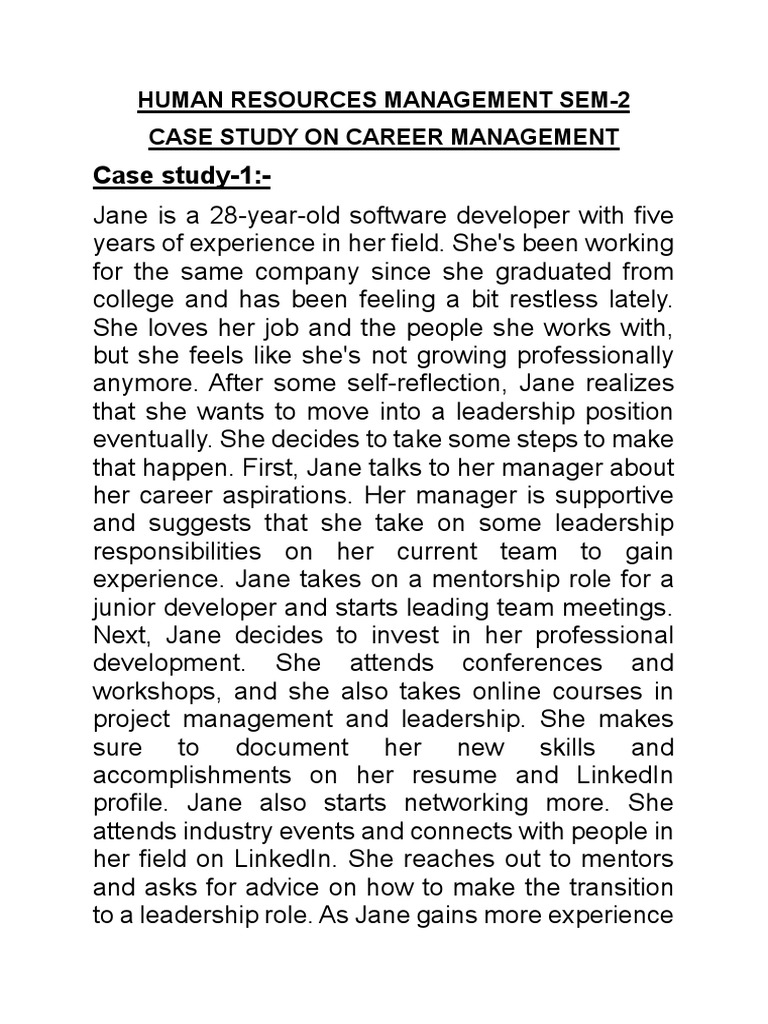 HRM Career Management Case Studies | PDF | Mentorship | Leadership