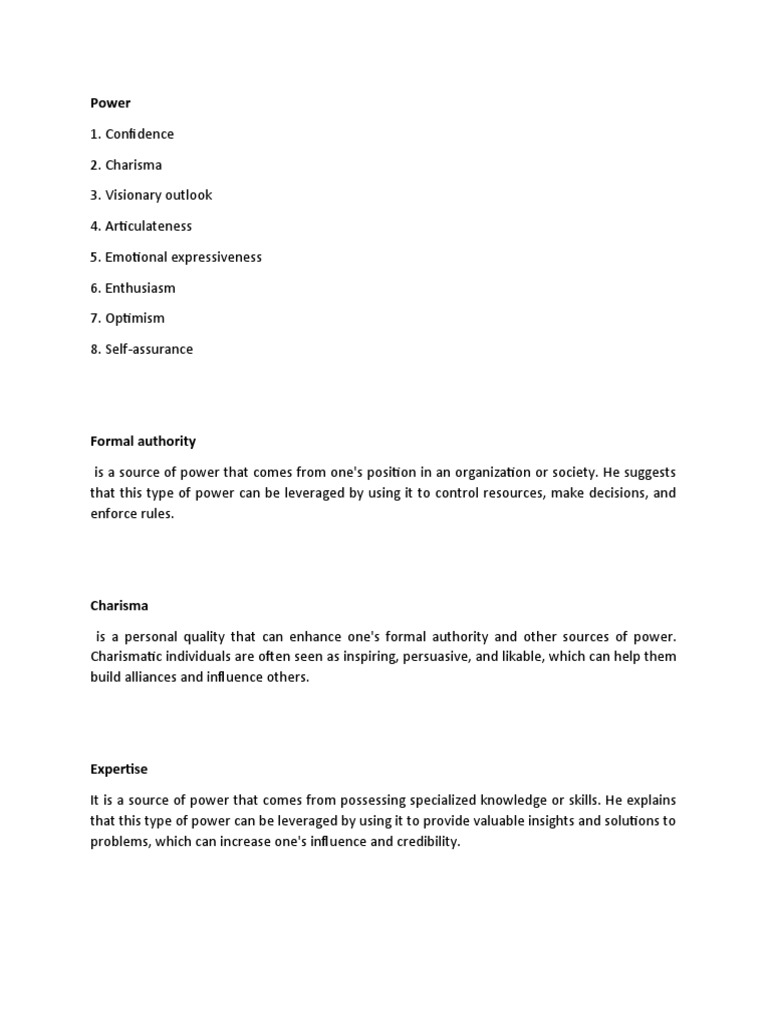 Sources of Power and Influence | PDF | Power (Social And Political ...