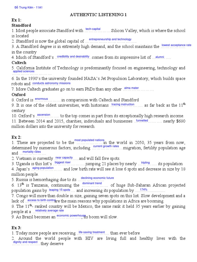 AUTHENTIC LISTENING 1 Finished | PDF | California Institute Of ...