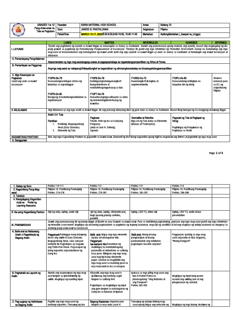 3RD Quarter 4TH Week Fil.10 | PDF