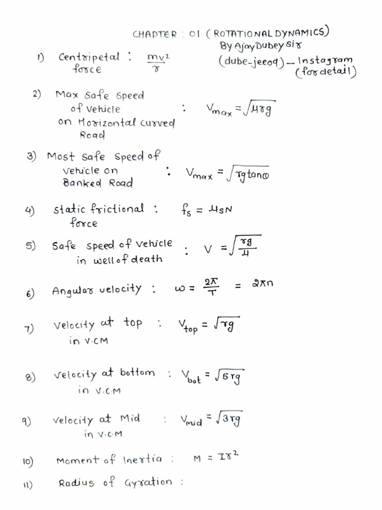 Imp Formula For Physics by Ajay Sir Complete Syllabus | PDF ...