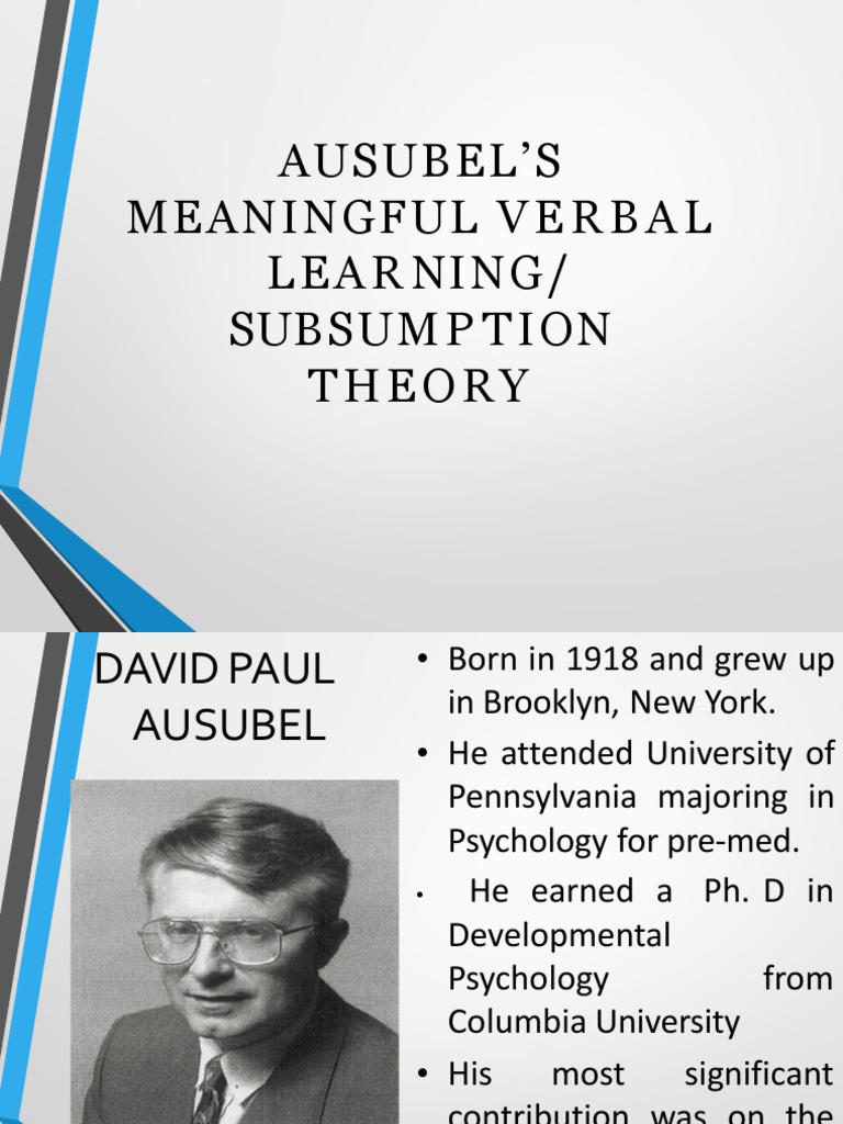 Ausubel's Subsumption Theory | PDF