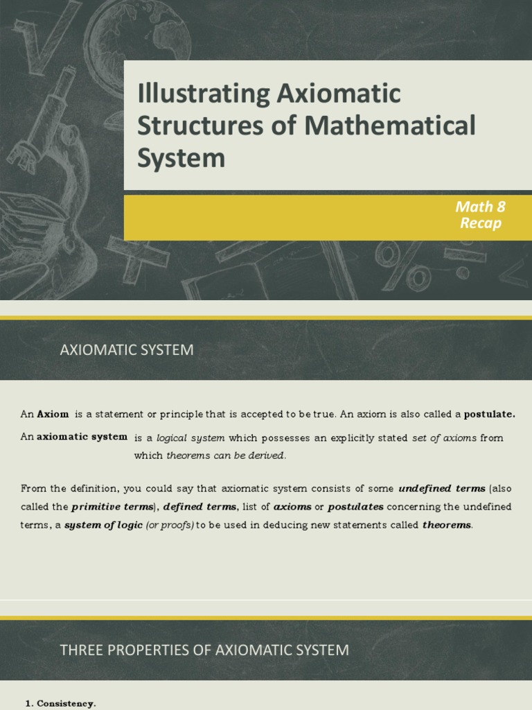 Illustrating Axiomatic Structures of Mathematical System: Math 8 Recap | PDF | Axiom | Line ...