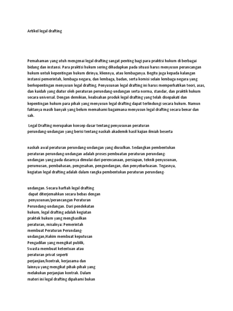 Artikel Legal Drafting Charlie Rizka | PDF Artikel Legal Drafting Charlie Rizka | PDF