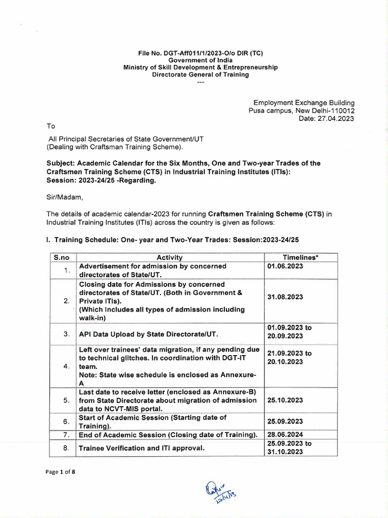 CTS - Academic Calendar-2023 | PDF
