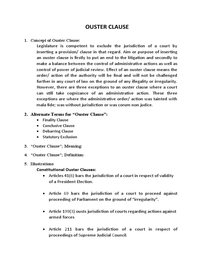 Legal Professionals' Guide to Ouster Clauses | PDF | Defamation ...