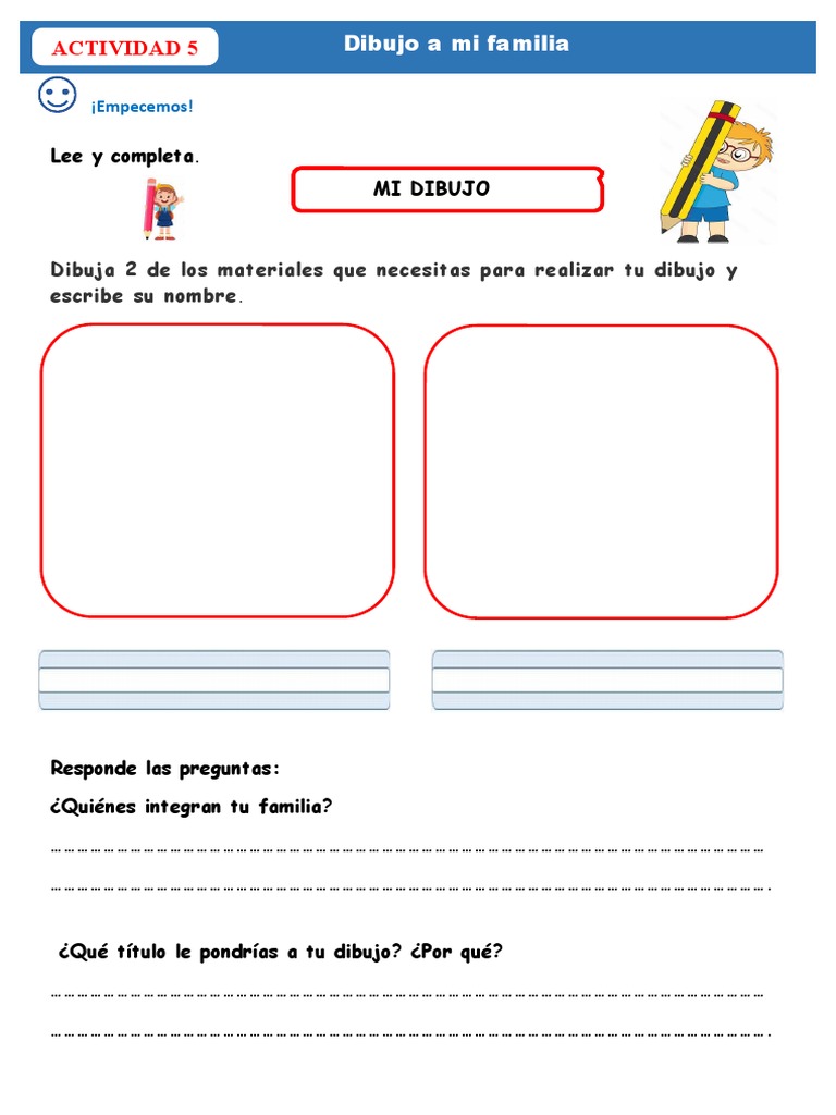 E1 A5 Ficha Dibujo A Mi Familia 1ero | PDF