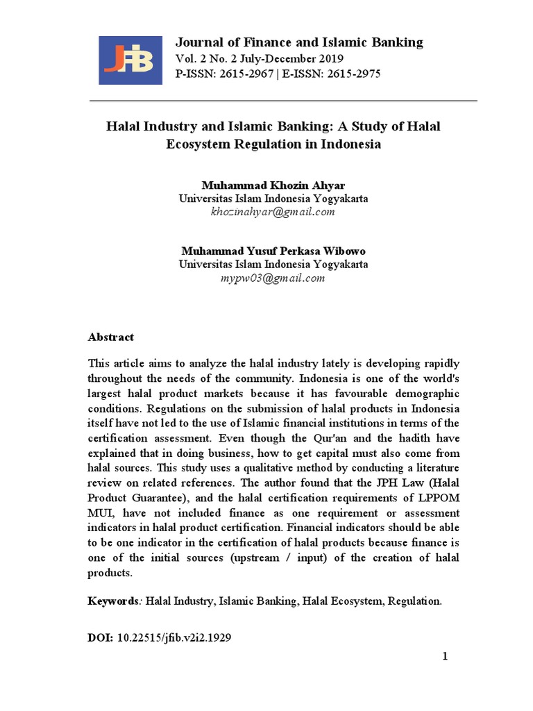 Halal Industry and Islamic Banking A Study of Hala | PDF | Islamic Banking And Finance | Sharia