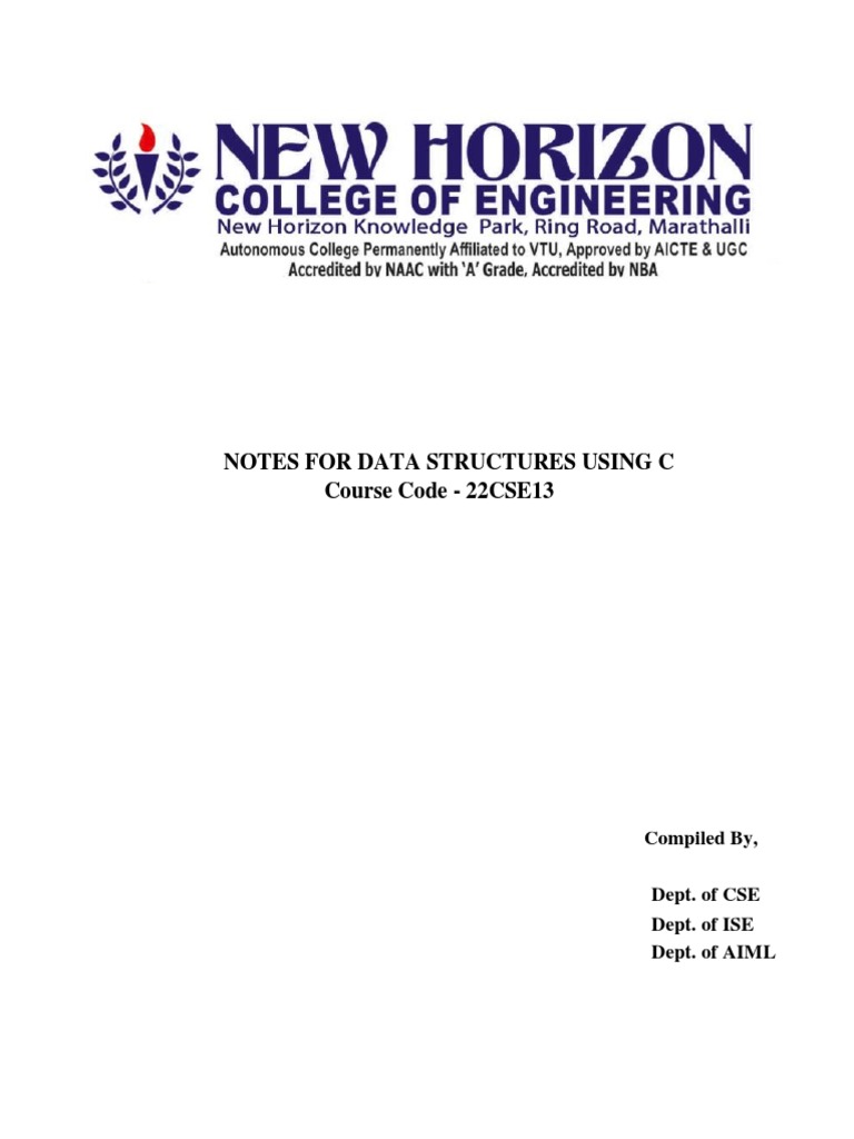Data Structures Using C 22cse13 Module Notes Final Pdf Data Type Integer Computer Science