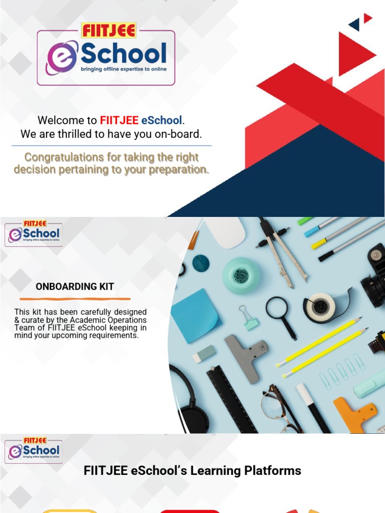 FIITJEE eSchool Onboarding Guide | PDF | Mobile App | Login
