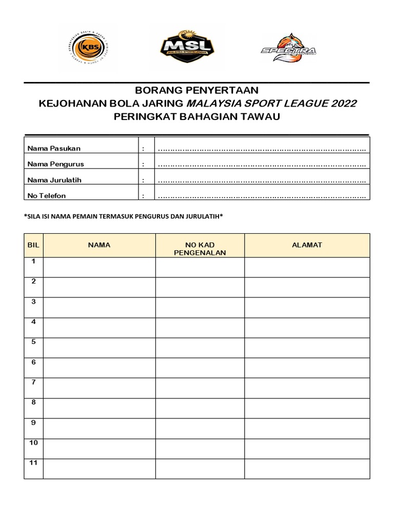 Borang Penyertaan Dan Syarat Pertandingan | PDF