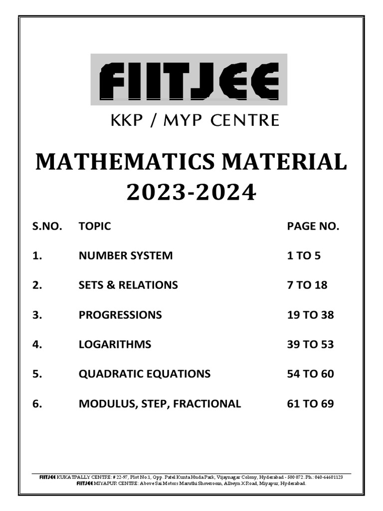 Mathematics Topics and Page Numbers for KKP/MYP Centre | PDF | Set ...