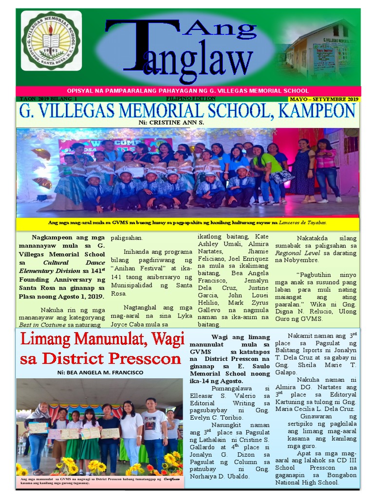 Ni: Cristine Ann S. Gallardo: Opisyal Na Pampaaralang Pahayagan NG G ...