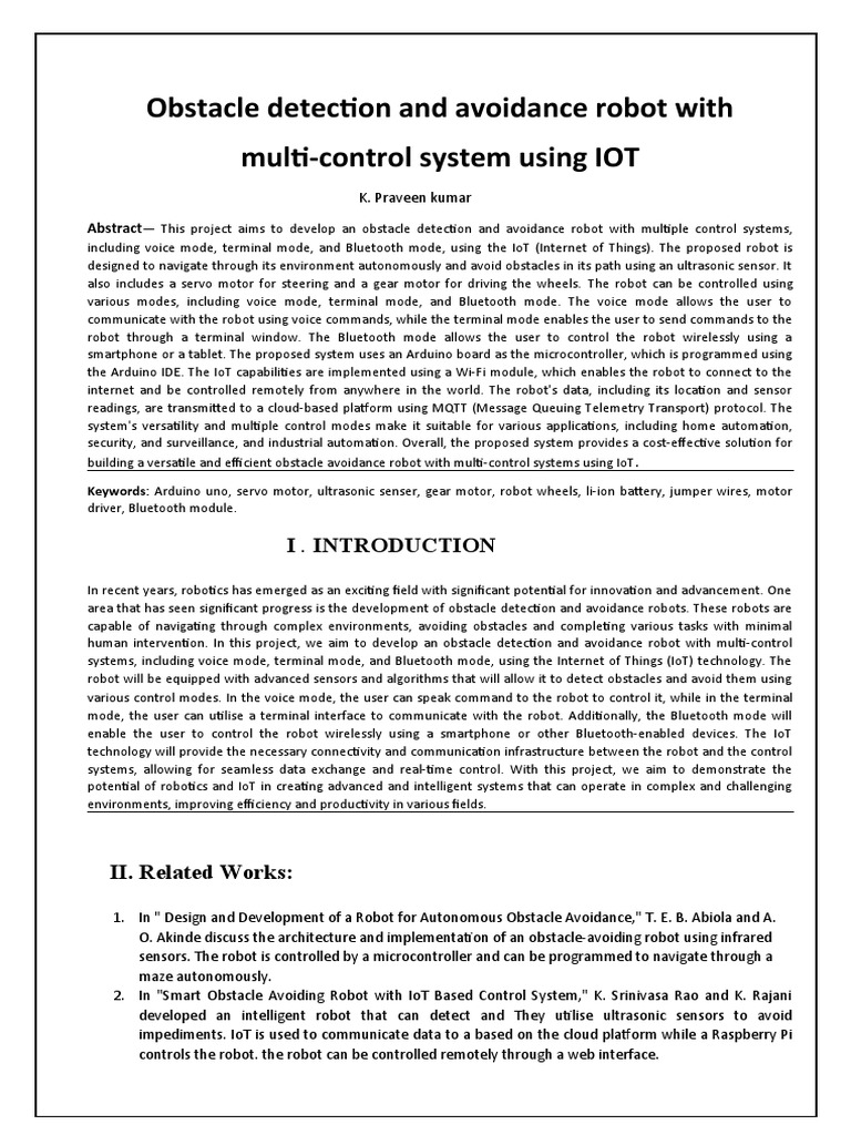 IoT-Based Obstacle Avoidance Robot | PDF