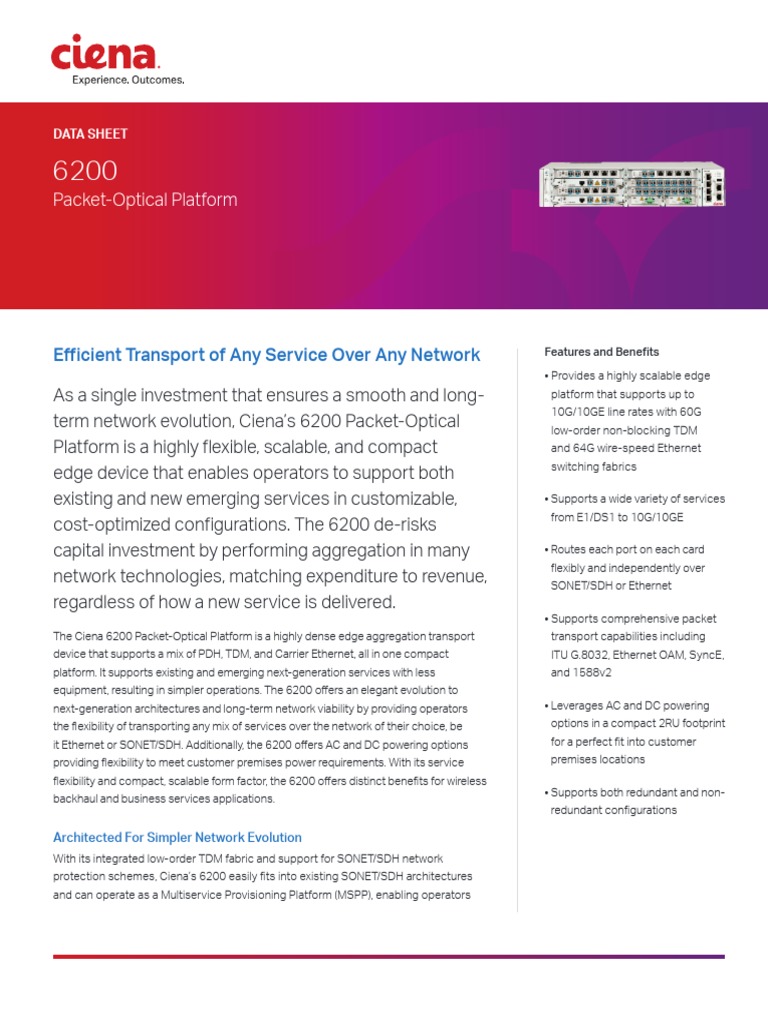 Ciena 6200 Packet Optical Platform Data Sheet | PDF | Computer Network | Service Industries