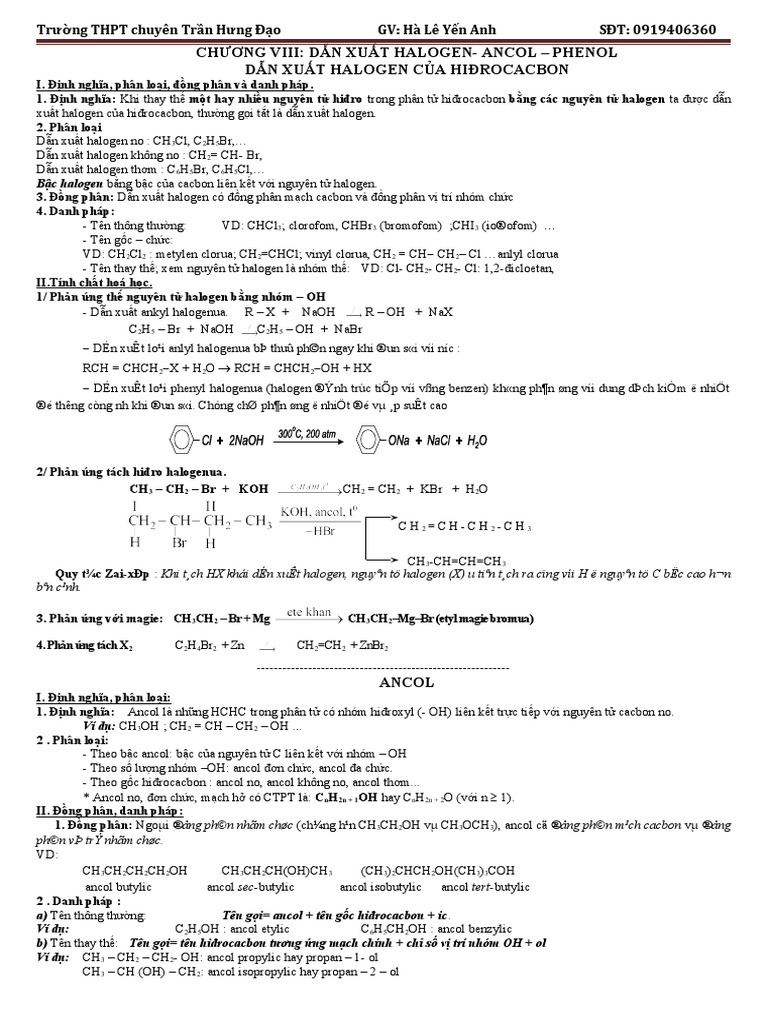 LÝ THUYẾT ANCOL - PHENOL | PDF
