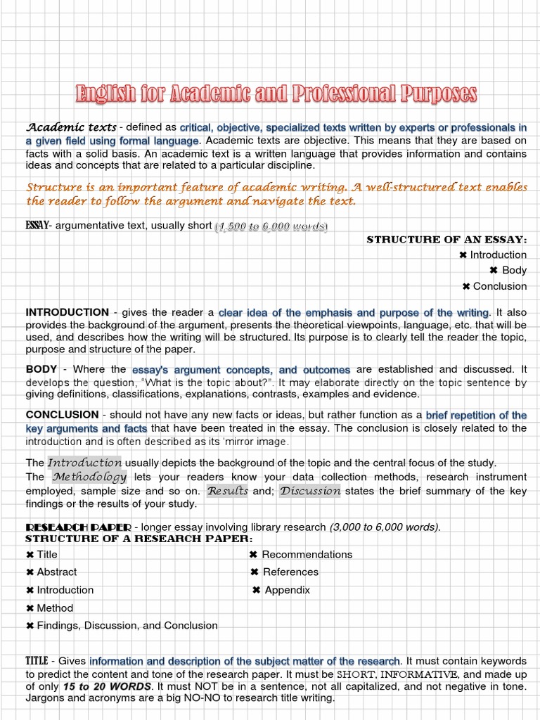 English For Academic and Professional Purposes - REVIEWER | PDF