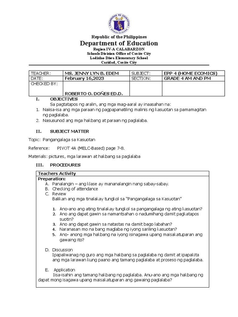 LESSON PLAN EPP4 3rd Quarter Day3 | PDF