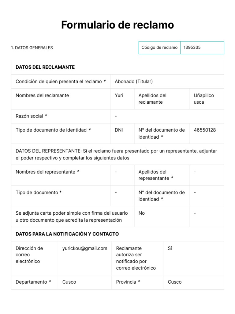 Formulario de Reclamo | PDF | Telefonía móvil | Telecomunicaciones