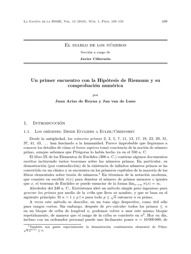 Hipótesis de Riemann y Números Primos | PDF | Número primo | Integral