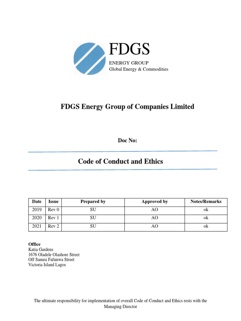 FDGS Code of Conduct & Ethics | PDF | Bribery | Sexual Harassment