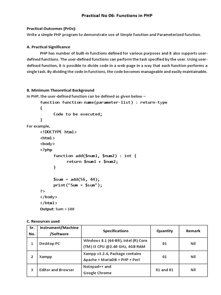 Practical No 06 (Answers) | PDF | Php | Parameter (Computer Programming)