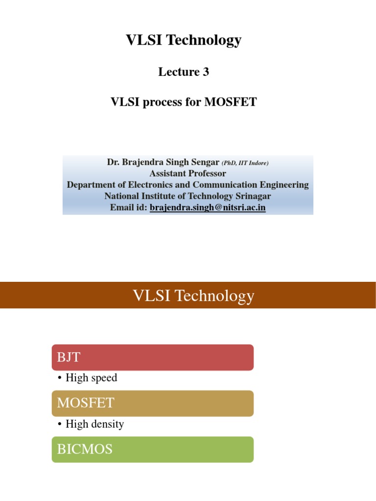 Lecture 3 VLSI Technology | PDF | Mosfet | Field Effect Transistor