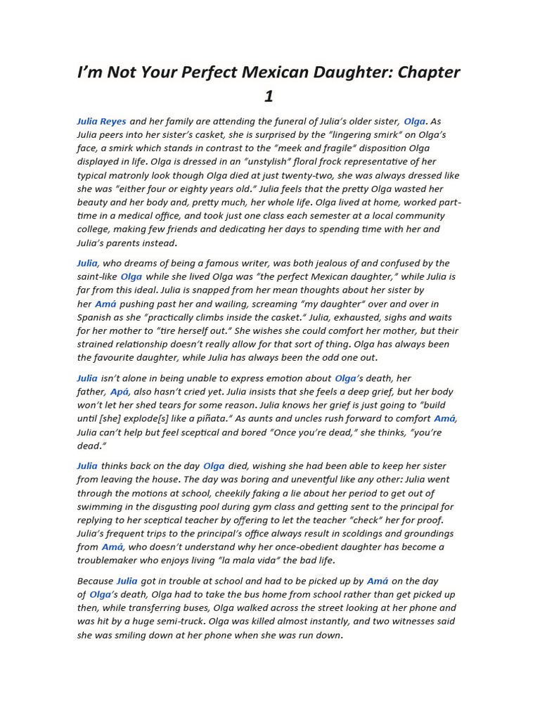 Summary - I Am Not Your Perfect Mexican Daughter | PDF