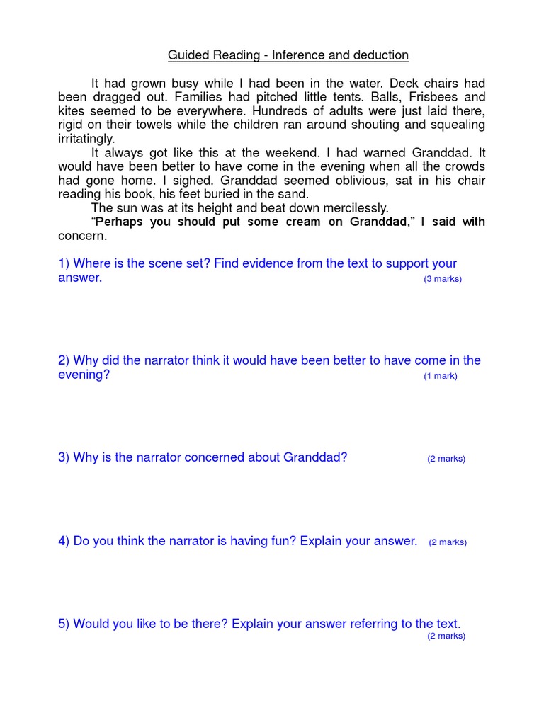 Guided Reading - Inference and Deduction | PDF
