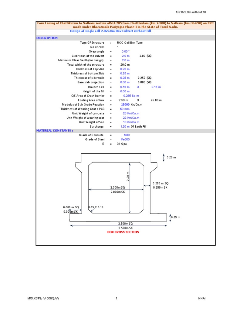 Box Culvert Design Specifications | PDF