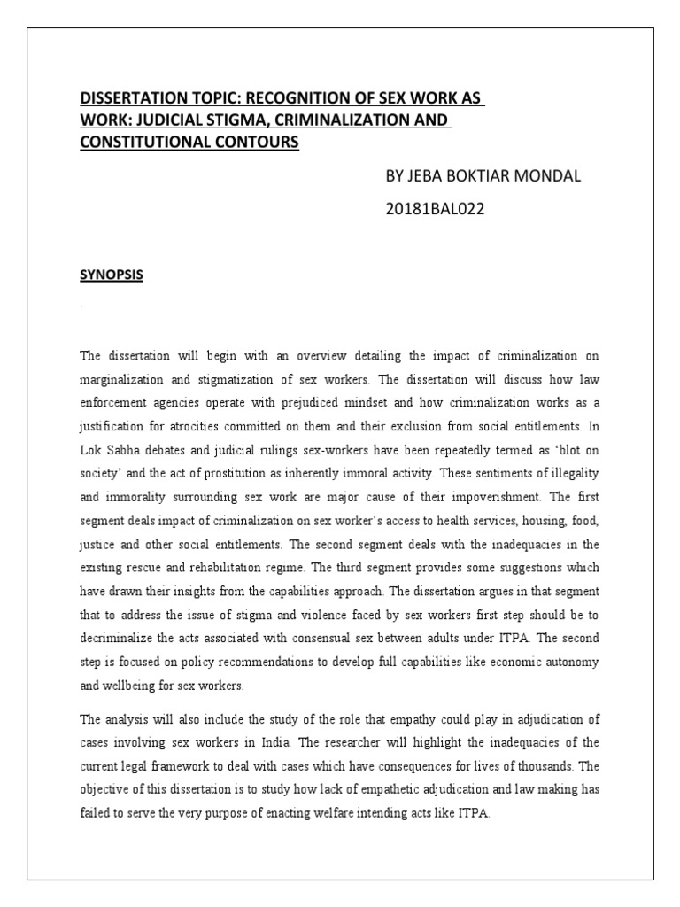 Sex Work As Work Pdf Sex Work Social Stigma